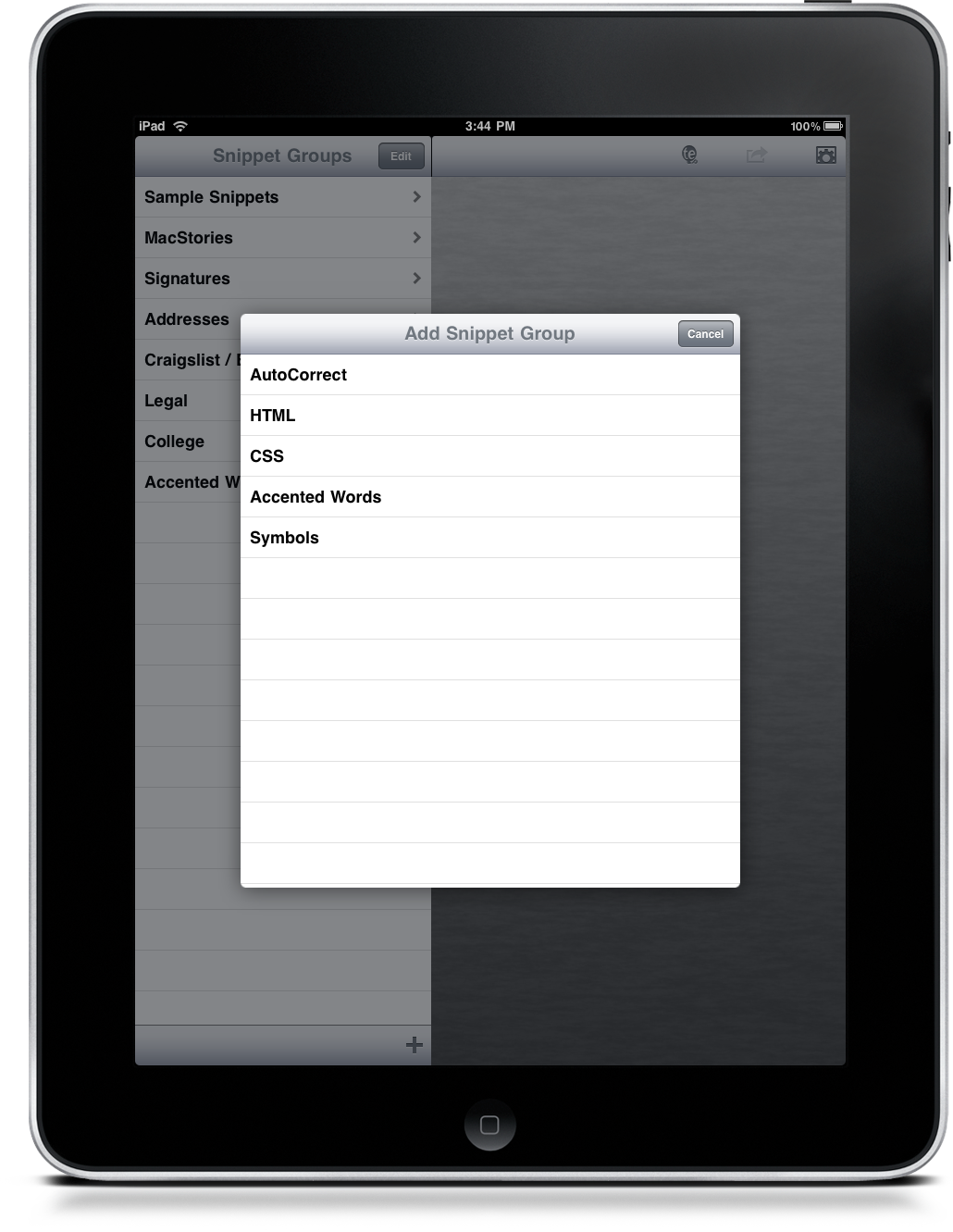 TextExpander touch for iPad, Review and Giveaway - MacStories